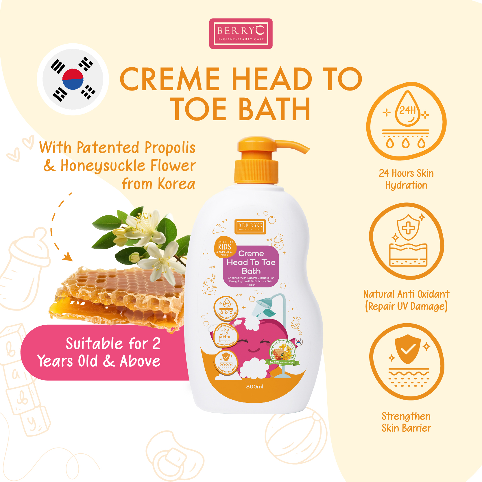 BerryC Creme Head To Toe Bath 800ml – BerryC