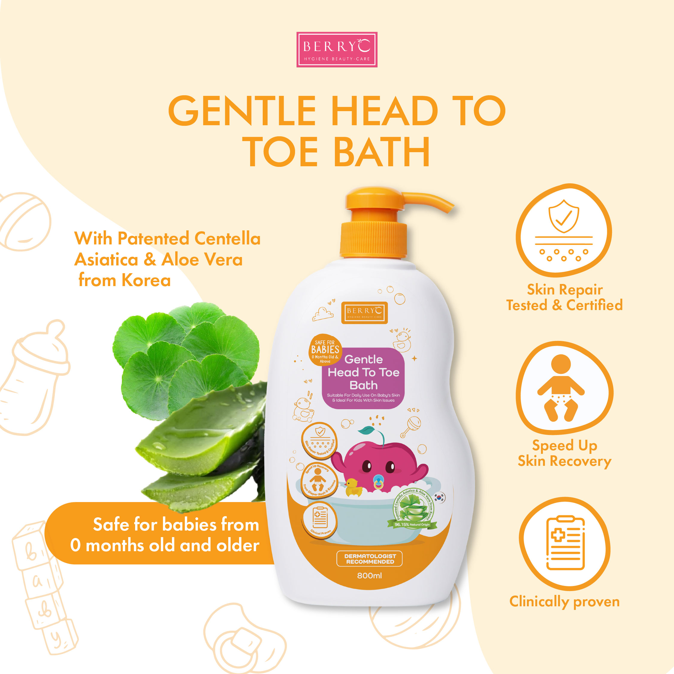BerryC Gentle Head To Toe Bath 800ml – BerryC
