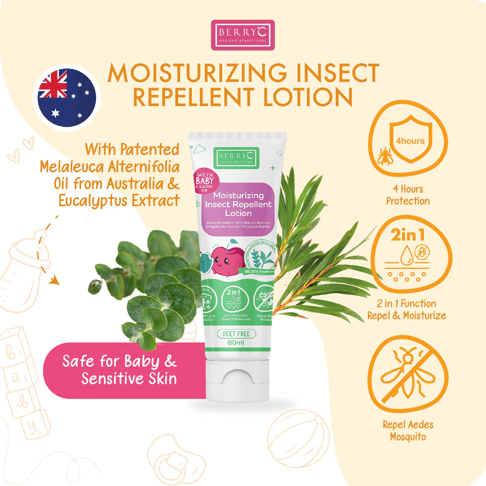 BerryC Moisturizing Insect Repellent Lotion 80ml – BerryC